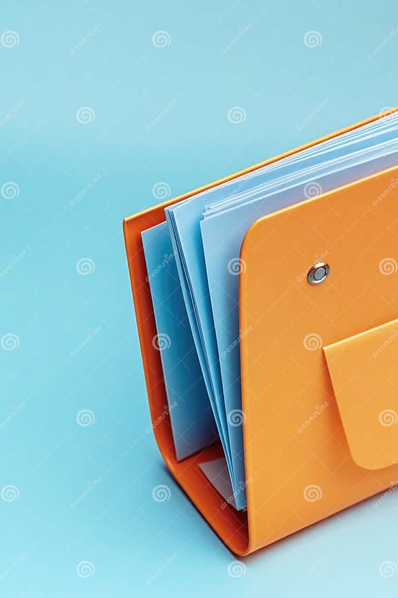 A Close-up Shot of a Folder Sitting on a Blue Background Stock Photo ...