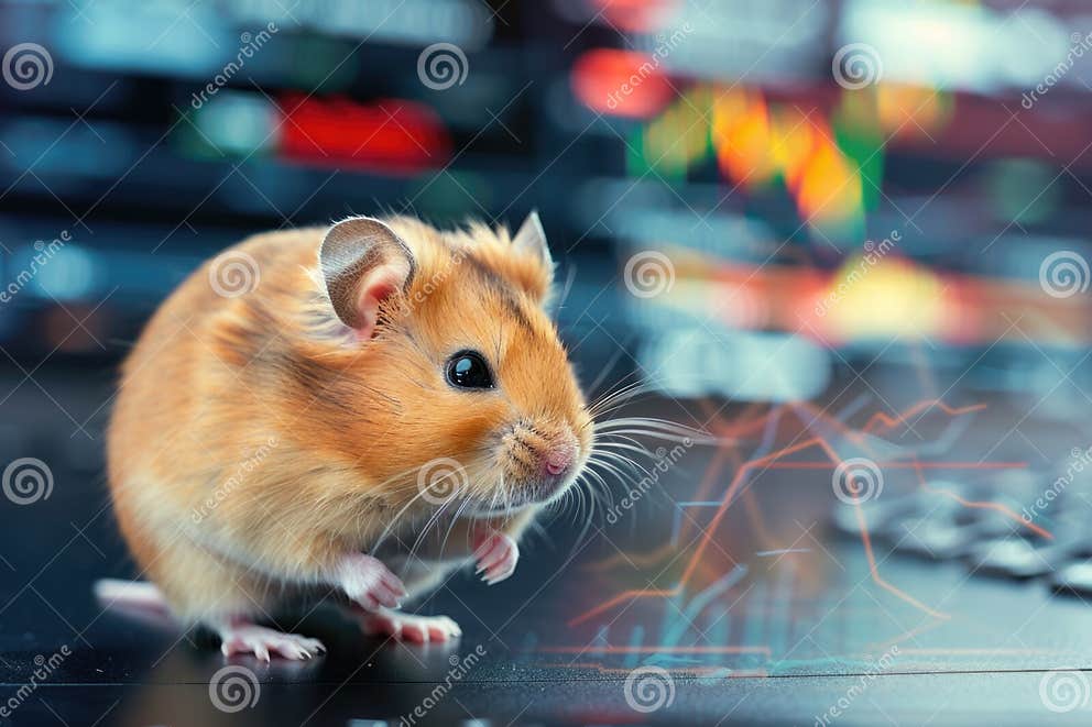 A Close-up Shot of a Hamster Standing on a Surface with Blurred ...