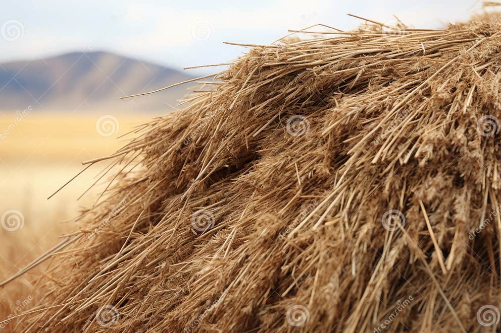 Close-up Shot of a Haystack, Displaying Texture and Details Stock Image ...
