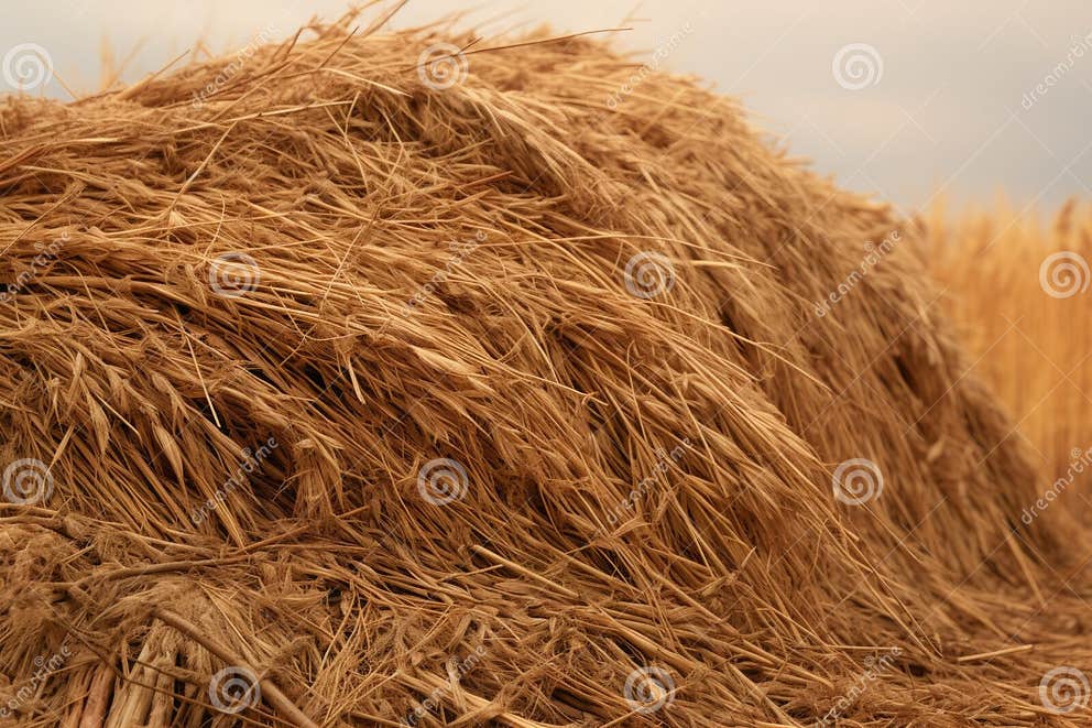 Close-up Shot of a Haystack, Displaying Texture and Details Stock Photo ...