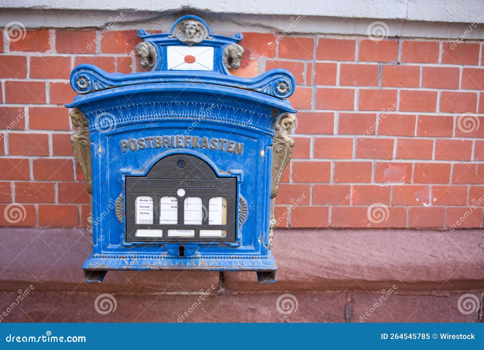 Close-up Shot of a Historical Blue Postbox Editorial Image - Image of ...