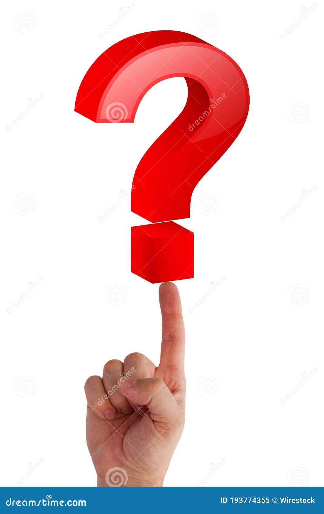 Close Up Shot of a Human Hand Pointing at a 3d Red Question Mark Stock ...