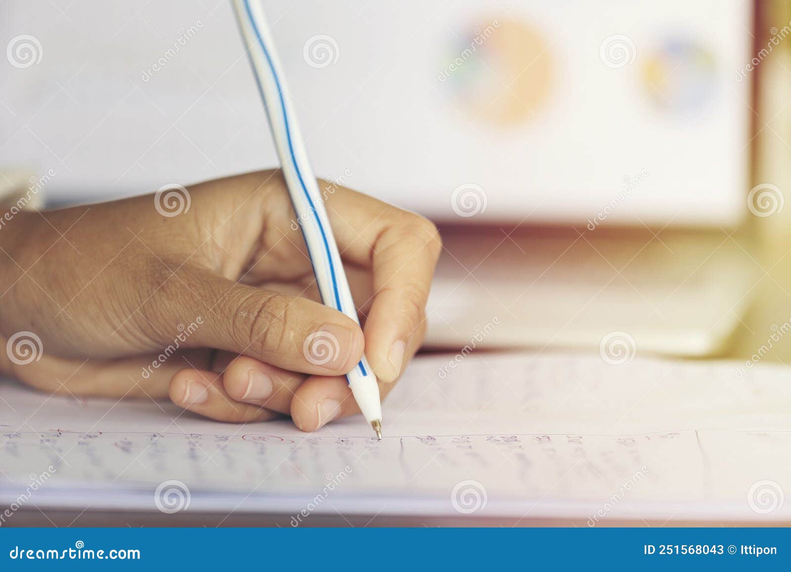 Human Hand Writing on the Paper Stock Image - Image of desk, paperwork ...