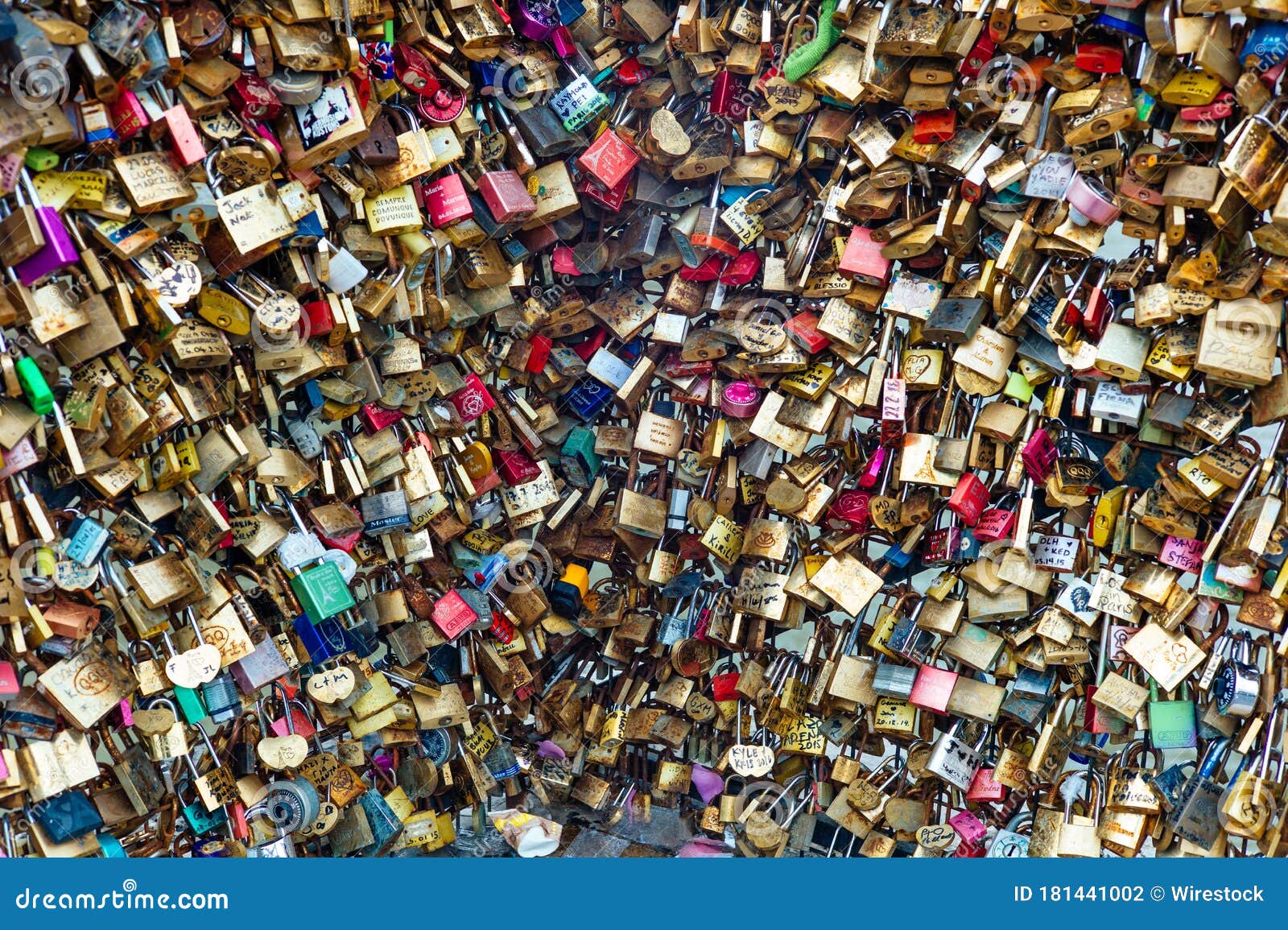 A Close Up Shot of Hundreds of Love Padlocks in Paris. Editorial ...