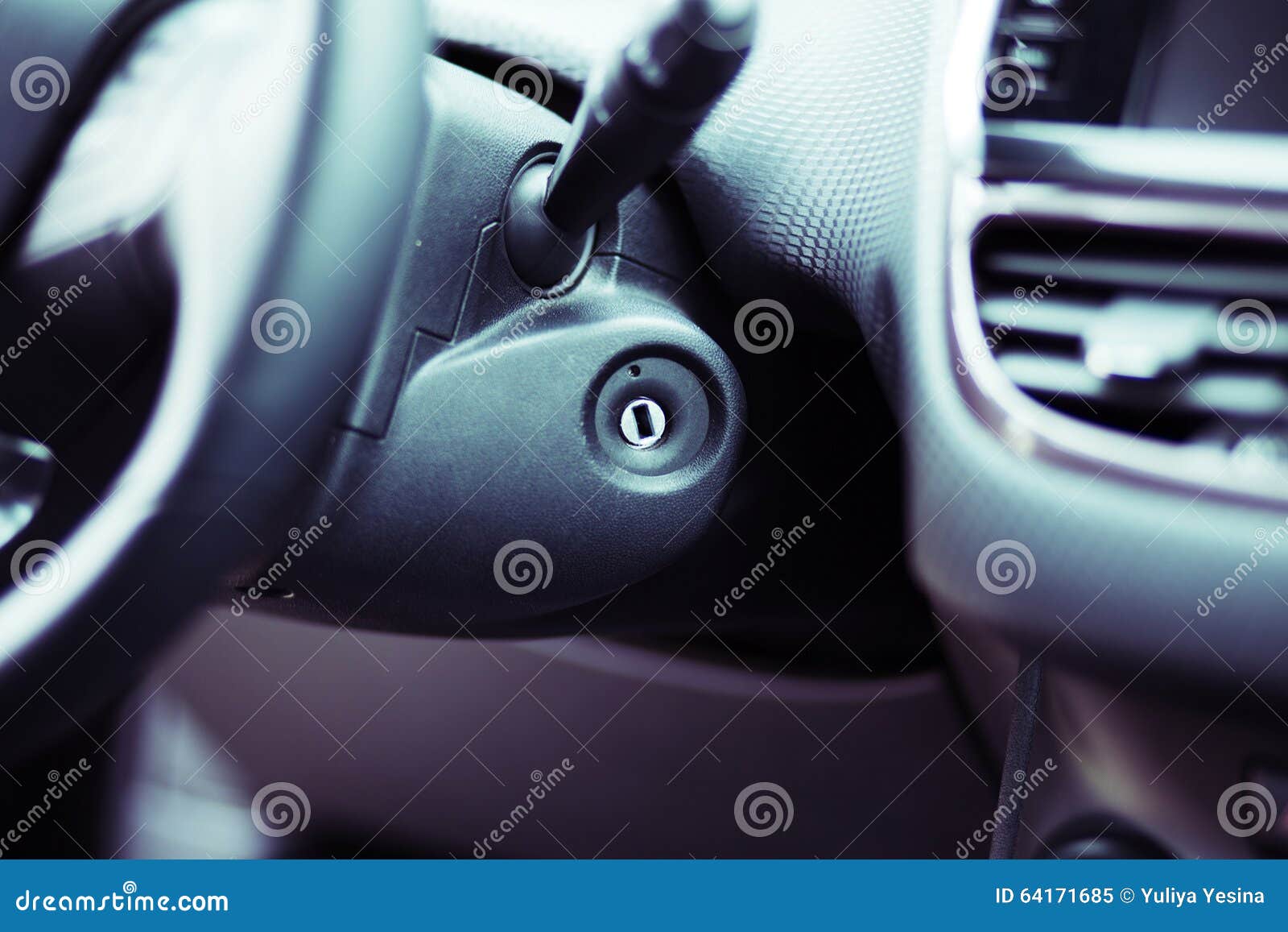 Close Up Shot of the Ignition Keyhole in a Car Stock Image - Image of ...