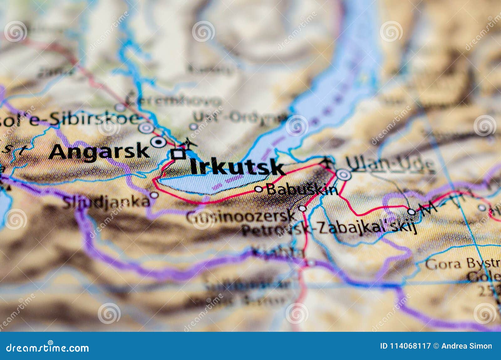 Irkutsk on map stock image. Image of asia, irkutsk, road - 114068117