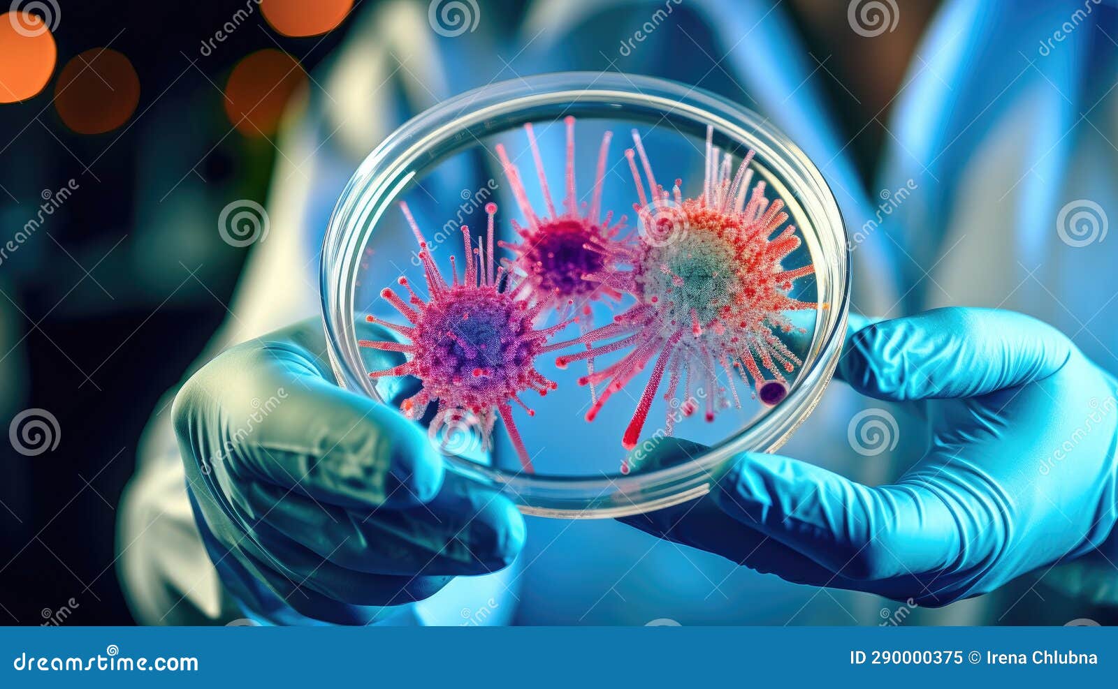Close-up Shot of Lab Worker Holding Bacteria Dish Stock Illustration ...