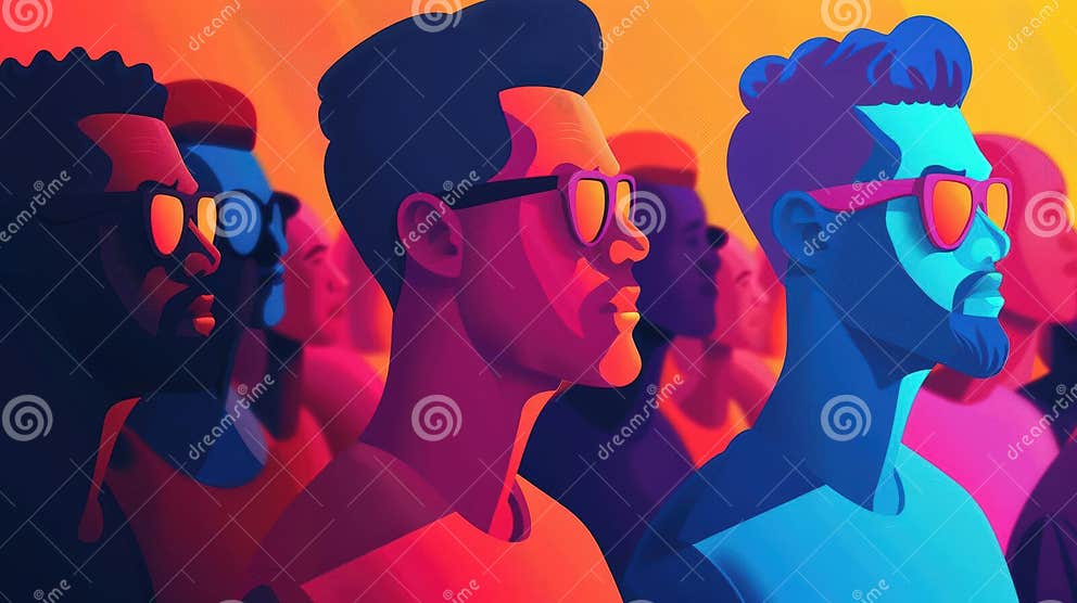 A Closeup Shot of a Layered Group of People with Dynamic Patterns Stock ...