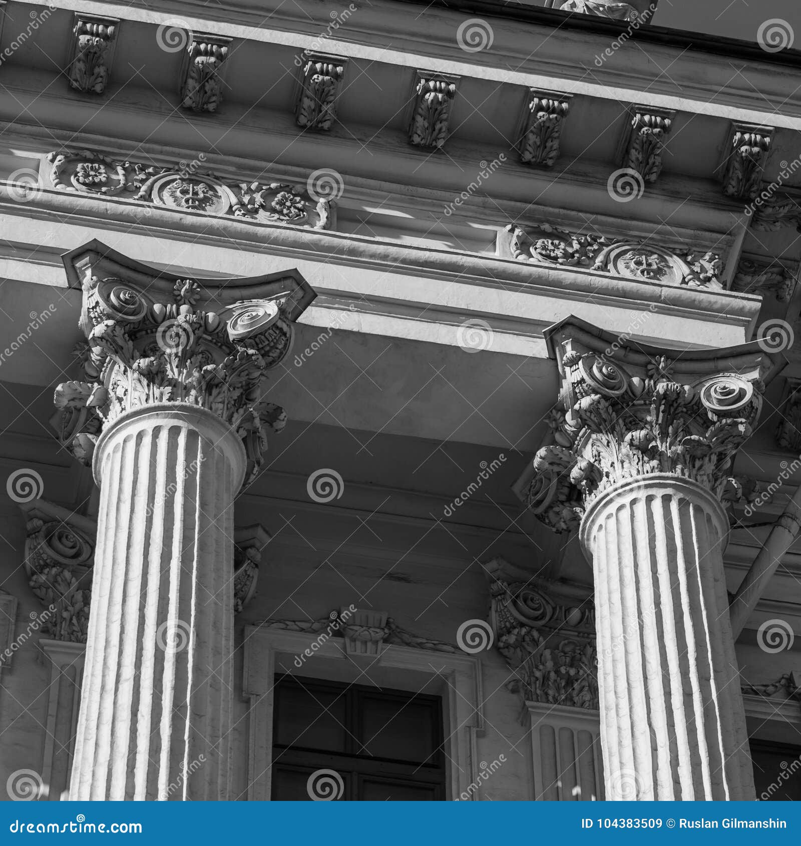 Close-up Shot of a Line of Greek-style Columns Stock Image - Image of ...