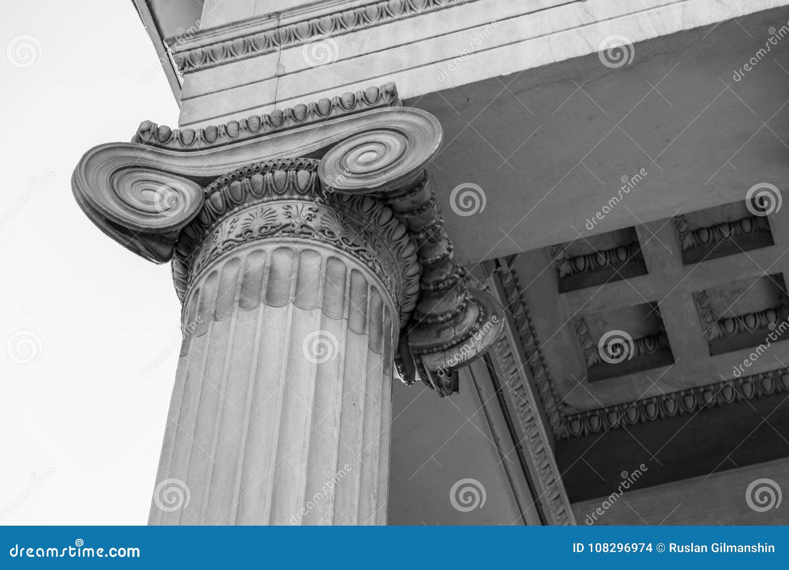 Close-up Shot of a Line of Greek-style Columns Stock Photo - Image of ...