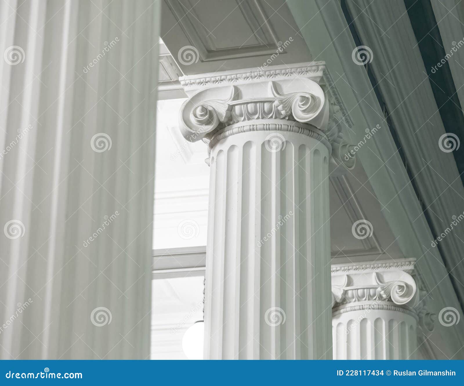 Close-up Shot of a Line of Greek-style Columns Stock Photo - Image of ...