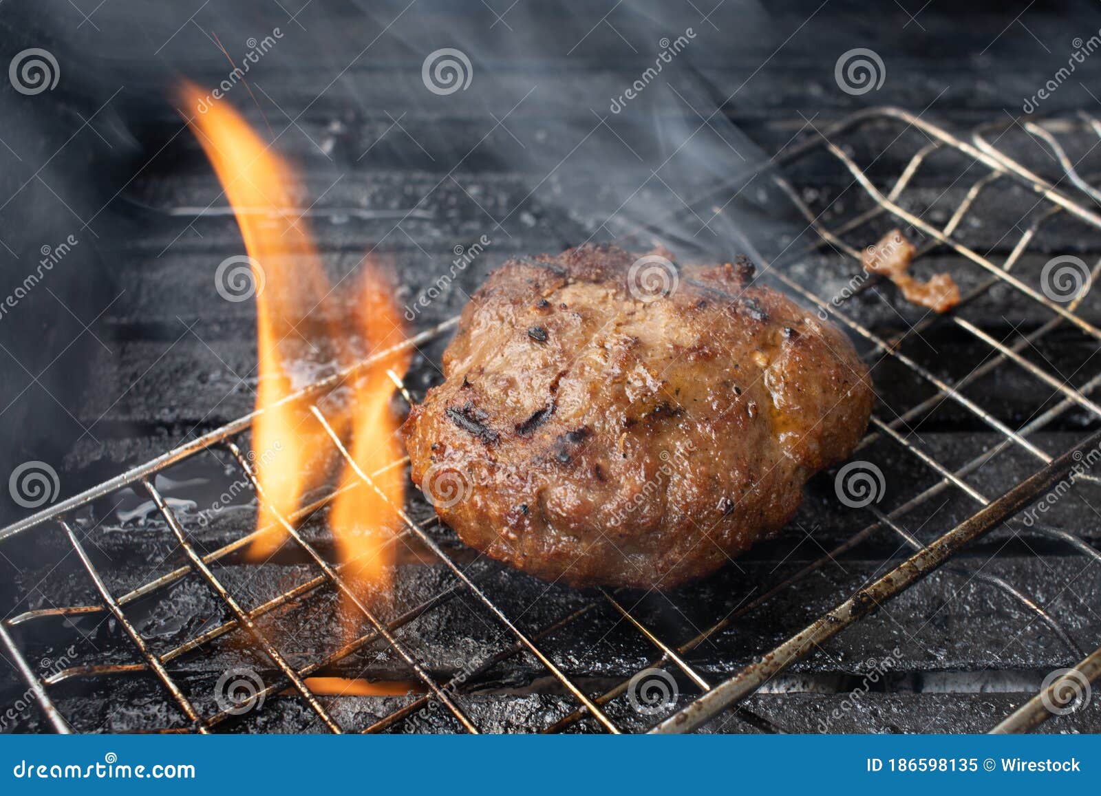 Close Up Shot of a Meat Being Cooked Stock Image - Image of grilled ...
