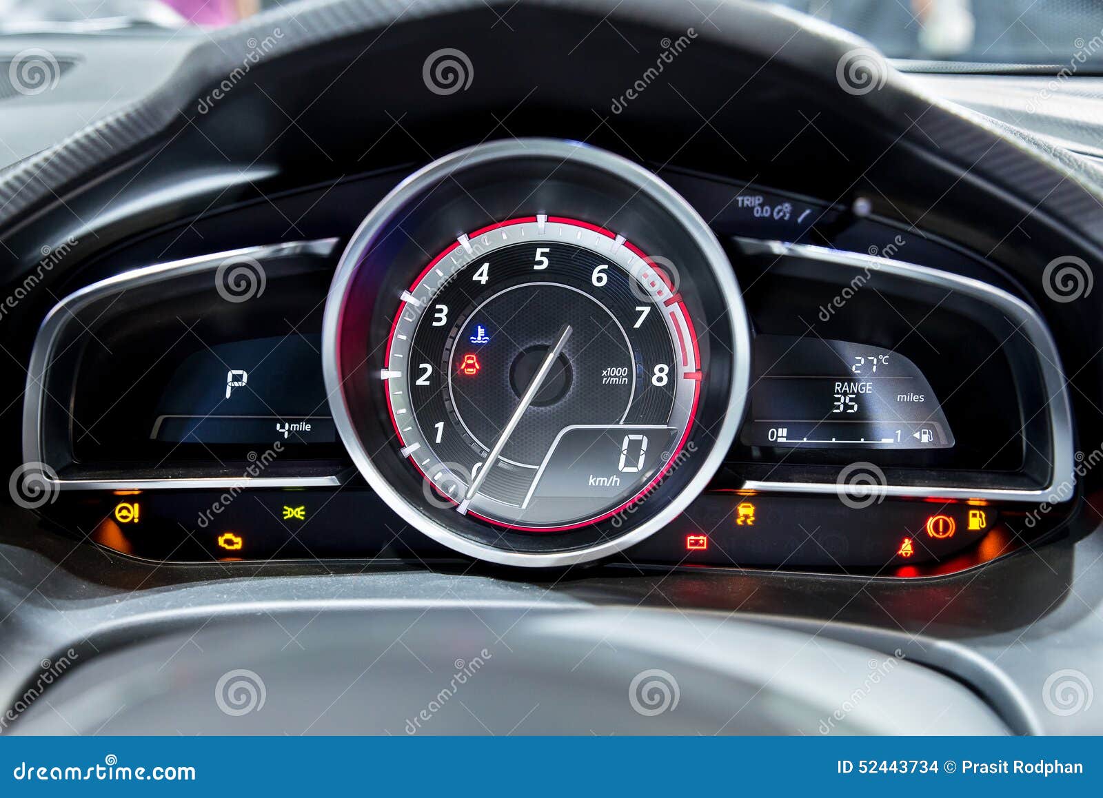 Close Up Shot of Modern Speedometer in a Car. Stock Photo - Image of ...