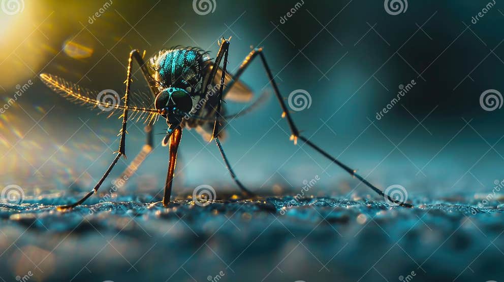 A Close-up Shot of a Mosquito Resting on a Surface Stock Photo - Image ...