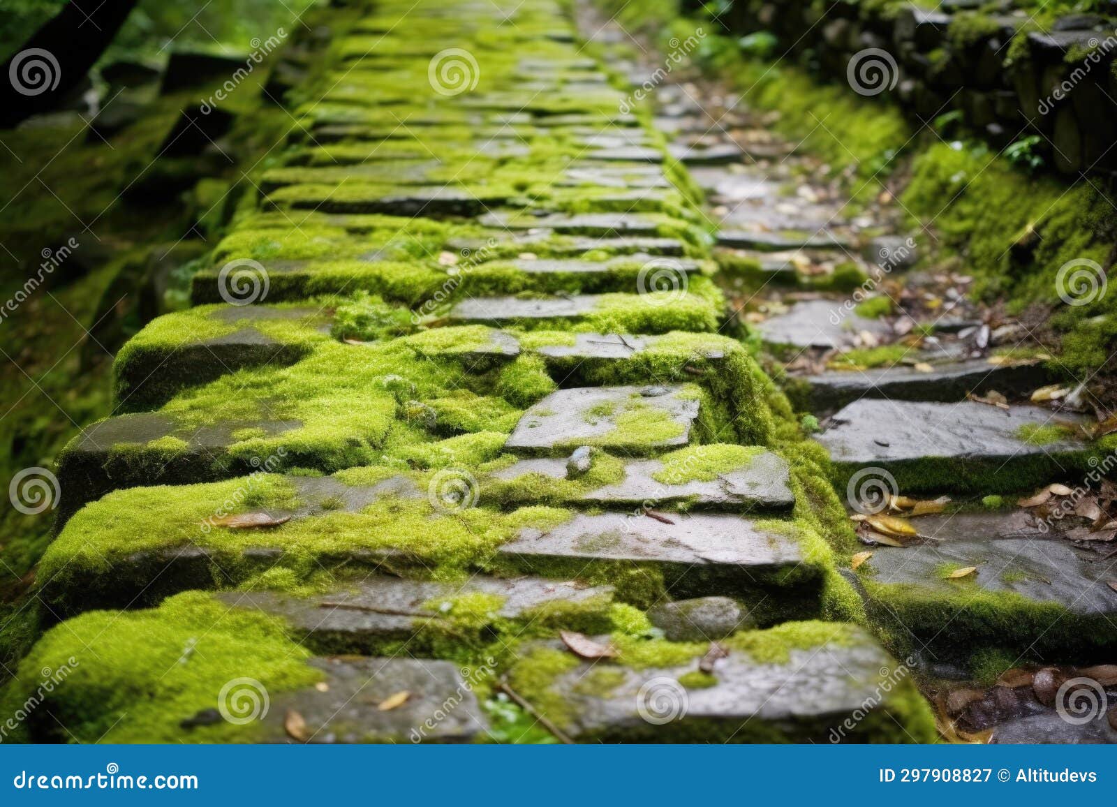 Close-up Shot of Moss Clinging To a Stone Pathway Stock Image - Image ...