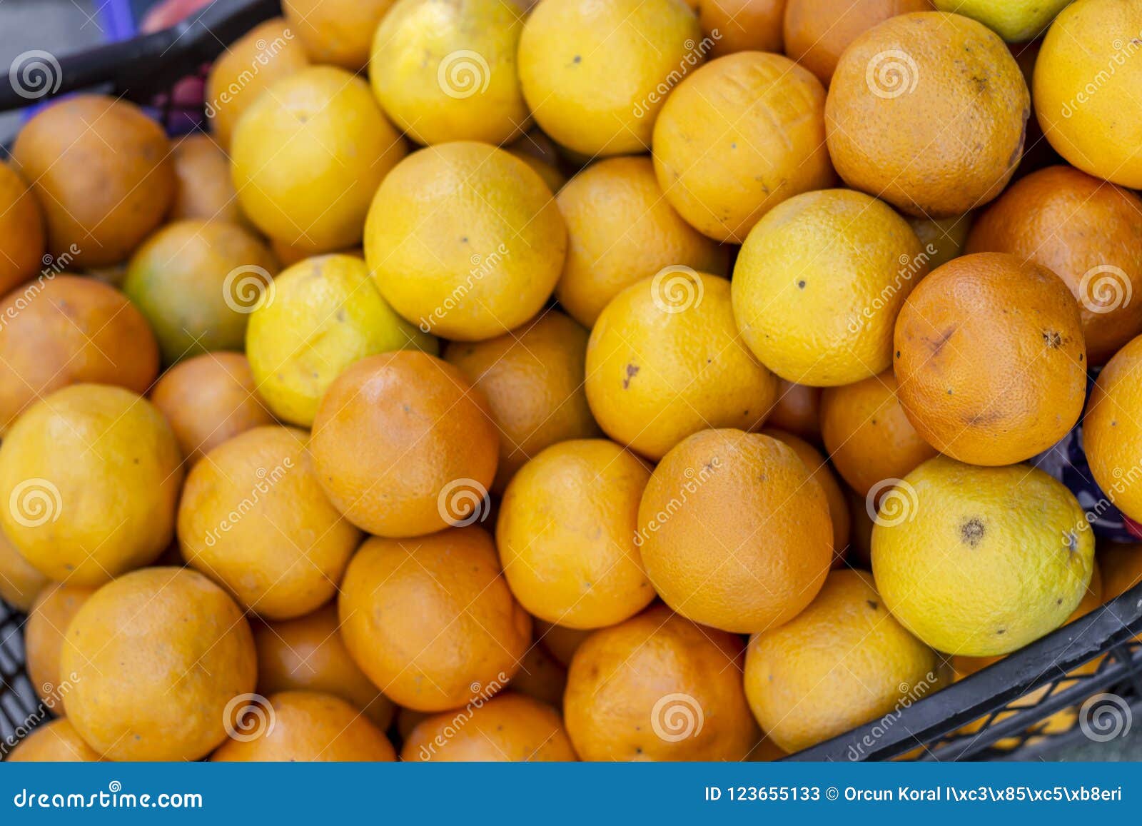 Close-up Shot for Multiple Orange Colored Oranges on Plastic Box Stock ...