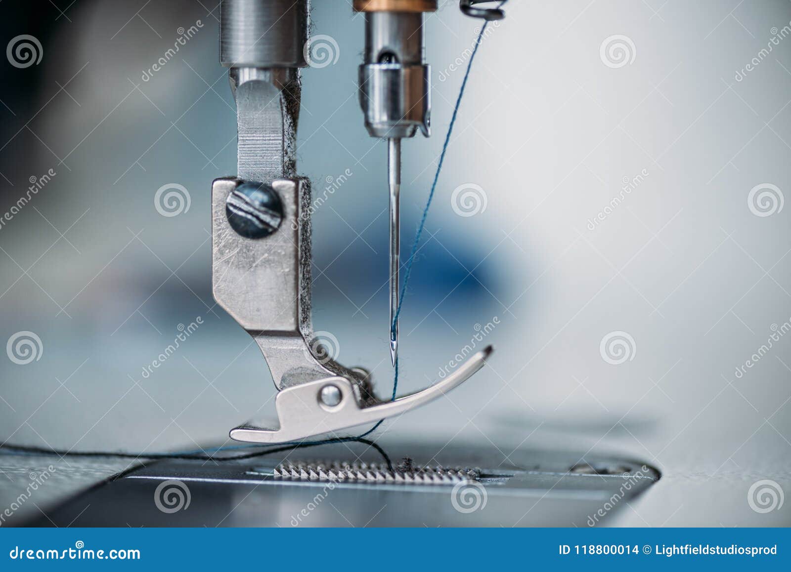 Close-up Shot of Needle and Thread of Sewing Machine Stock Photo ...
