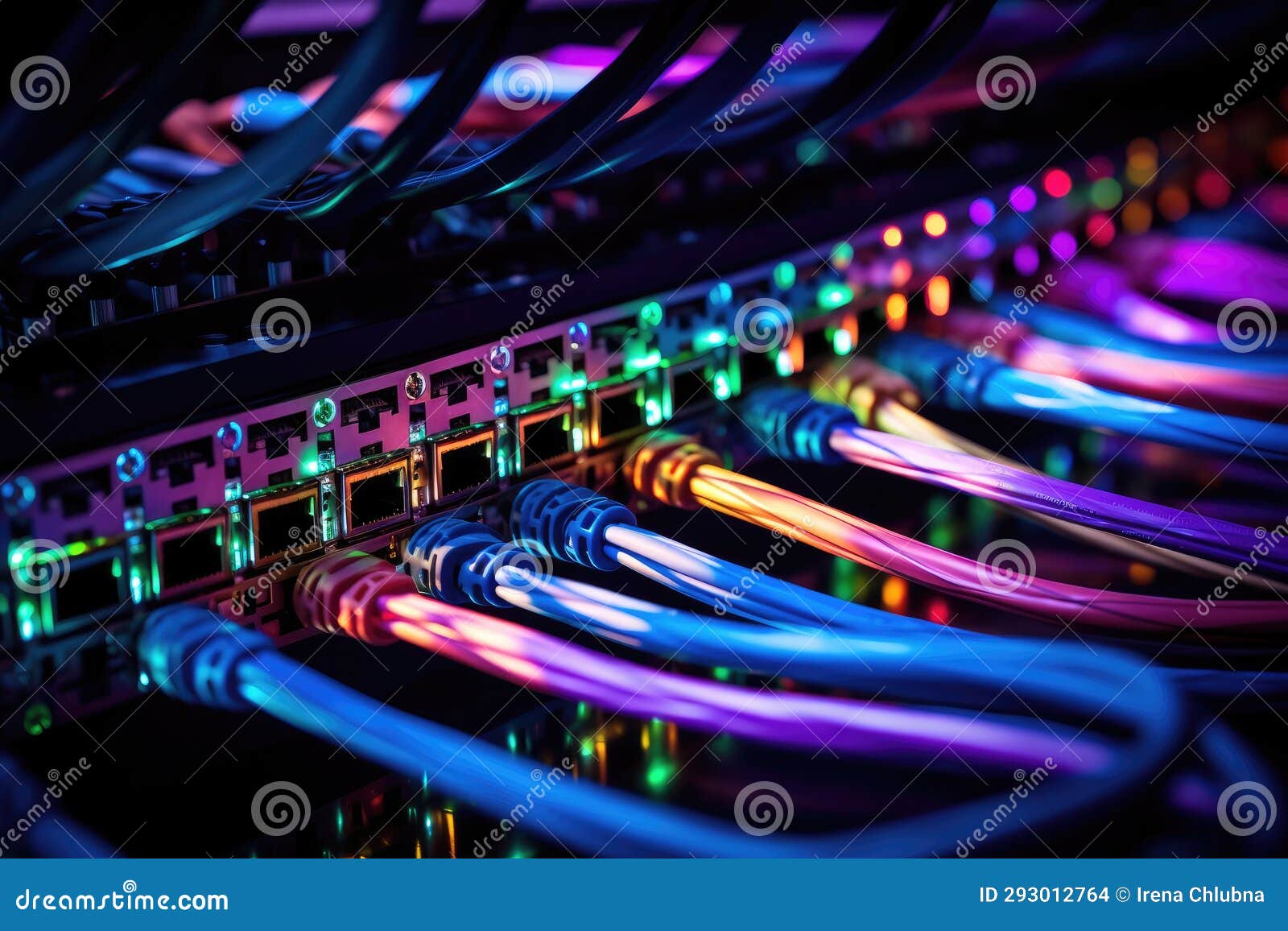 Close-up Shot of Networking Cable Management Located in the Server Room ...