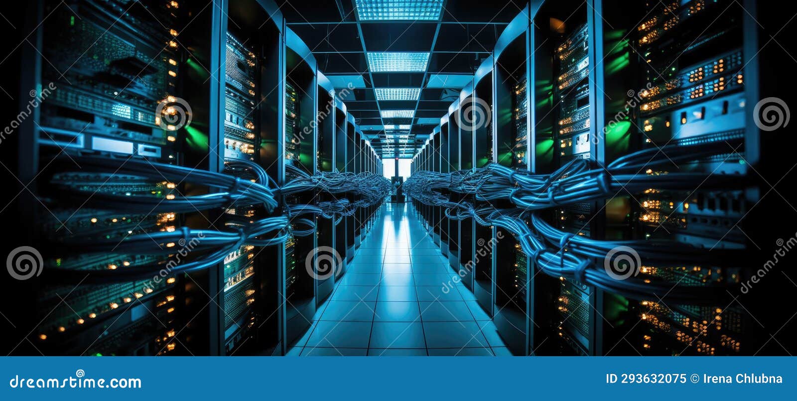 Close-up Shot of Networking Cable Management Located in the Server Room ...