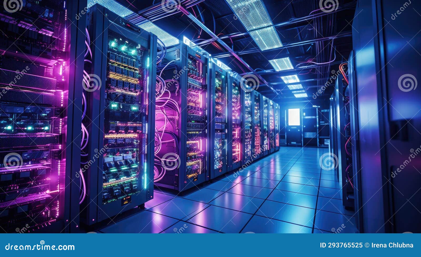 Close-up Shot of Networking Cable Management Located in the Server Room ...