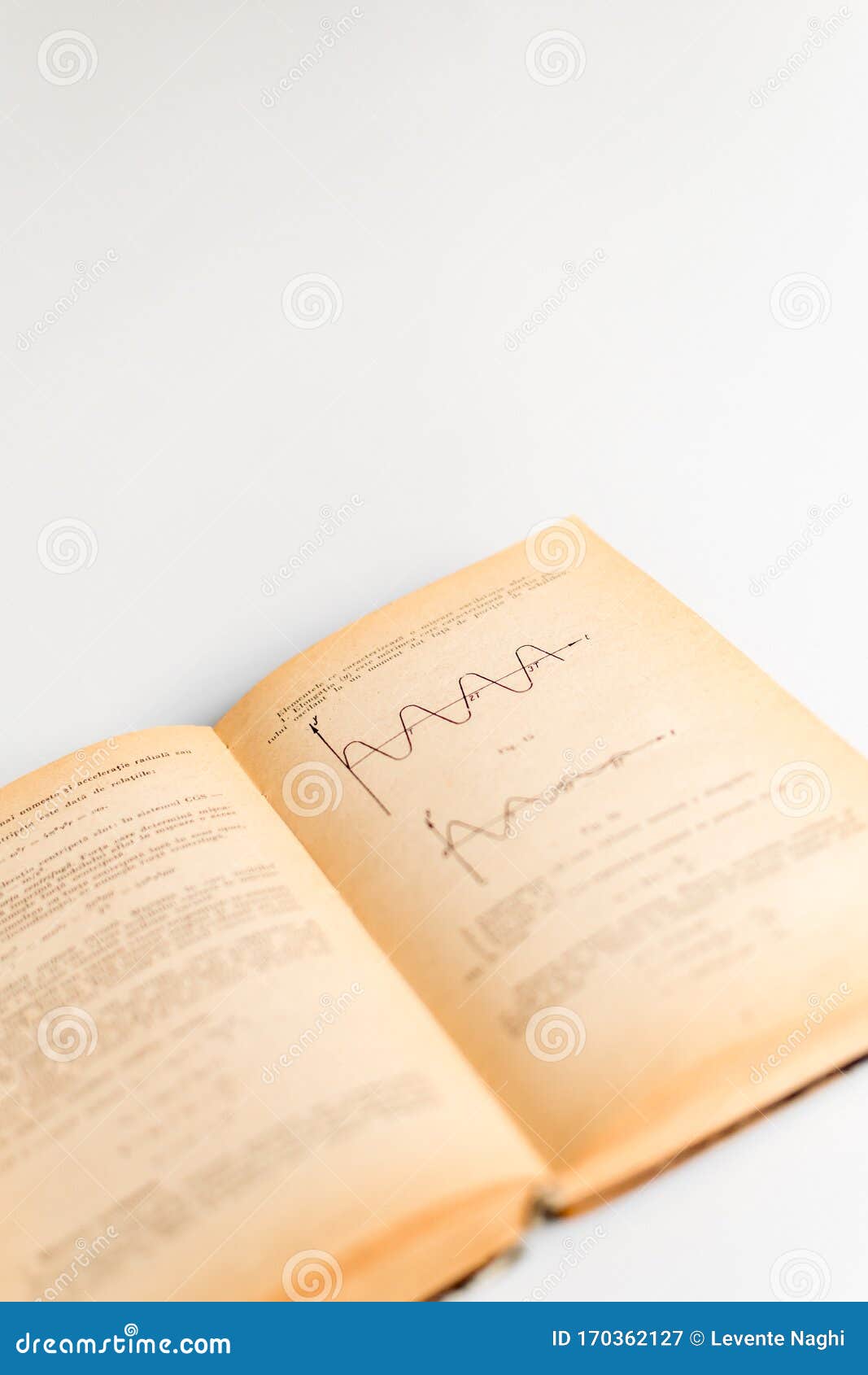 Close Up Shot of an Open Old Science Book Containing Equations and ...