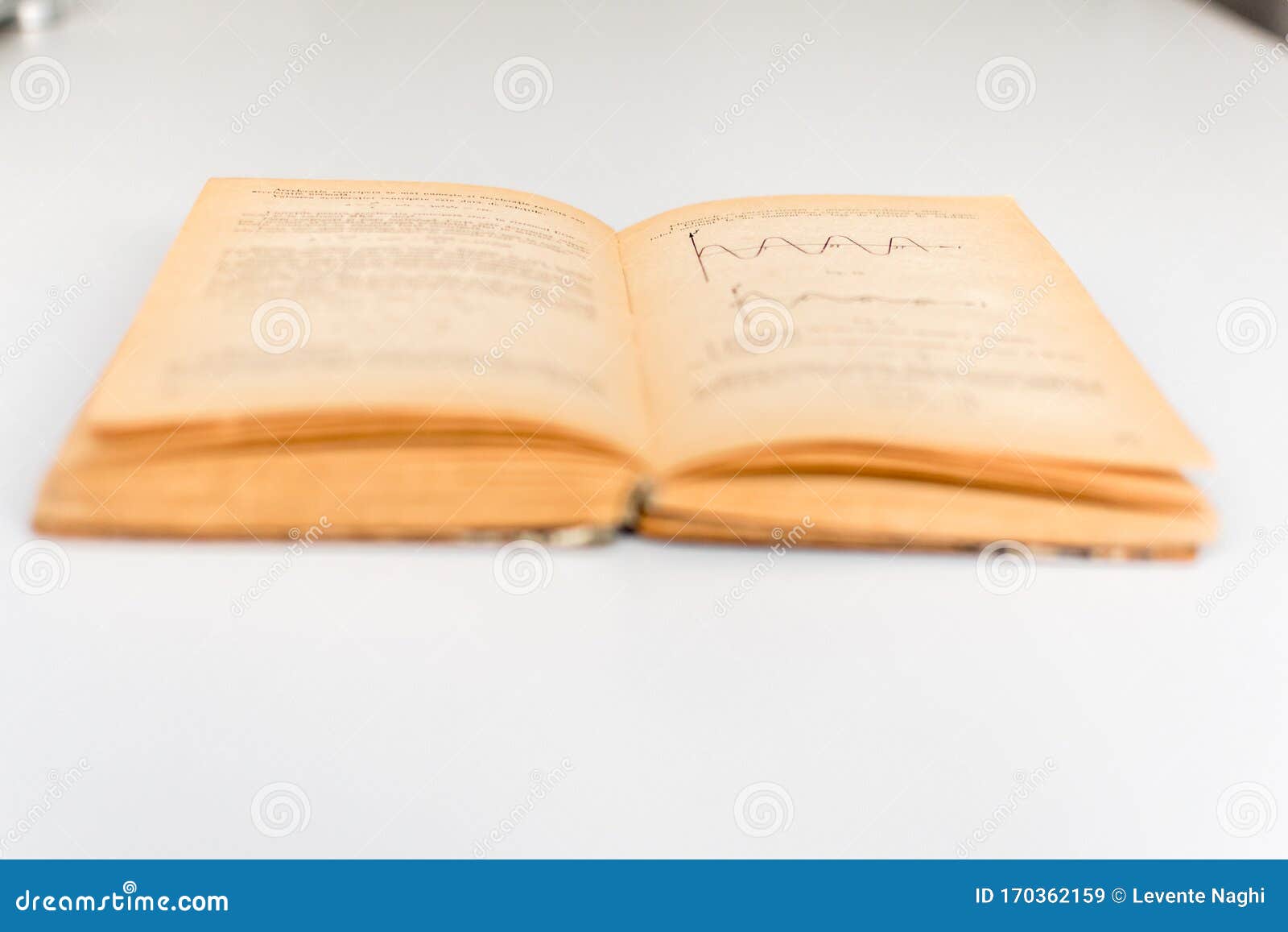 Close Up Shot of an Open Old Science Book Containing Equations and ...