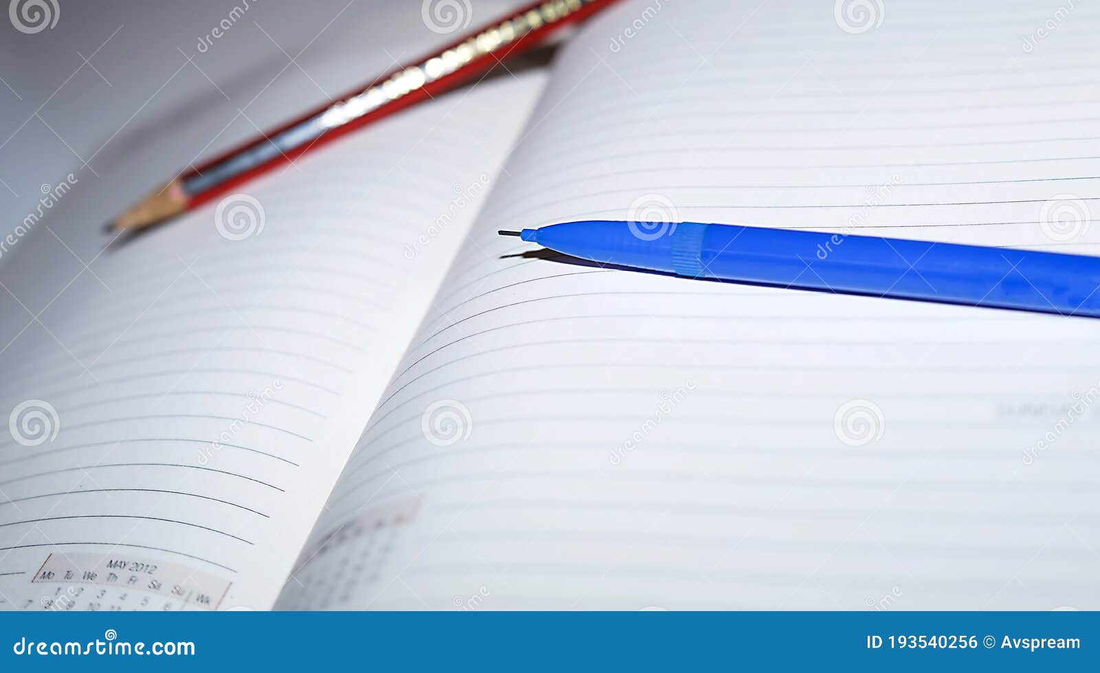 Close-up Shot of Opened Diary and Automatic Pencil Stock Photo - Image ...
