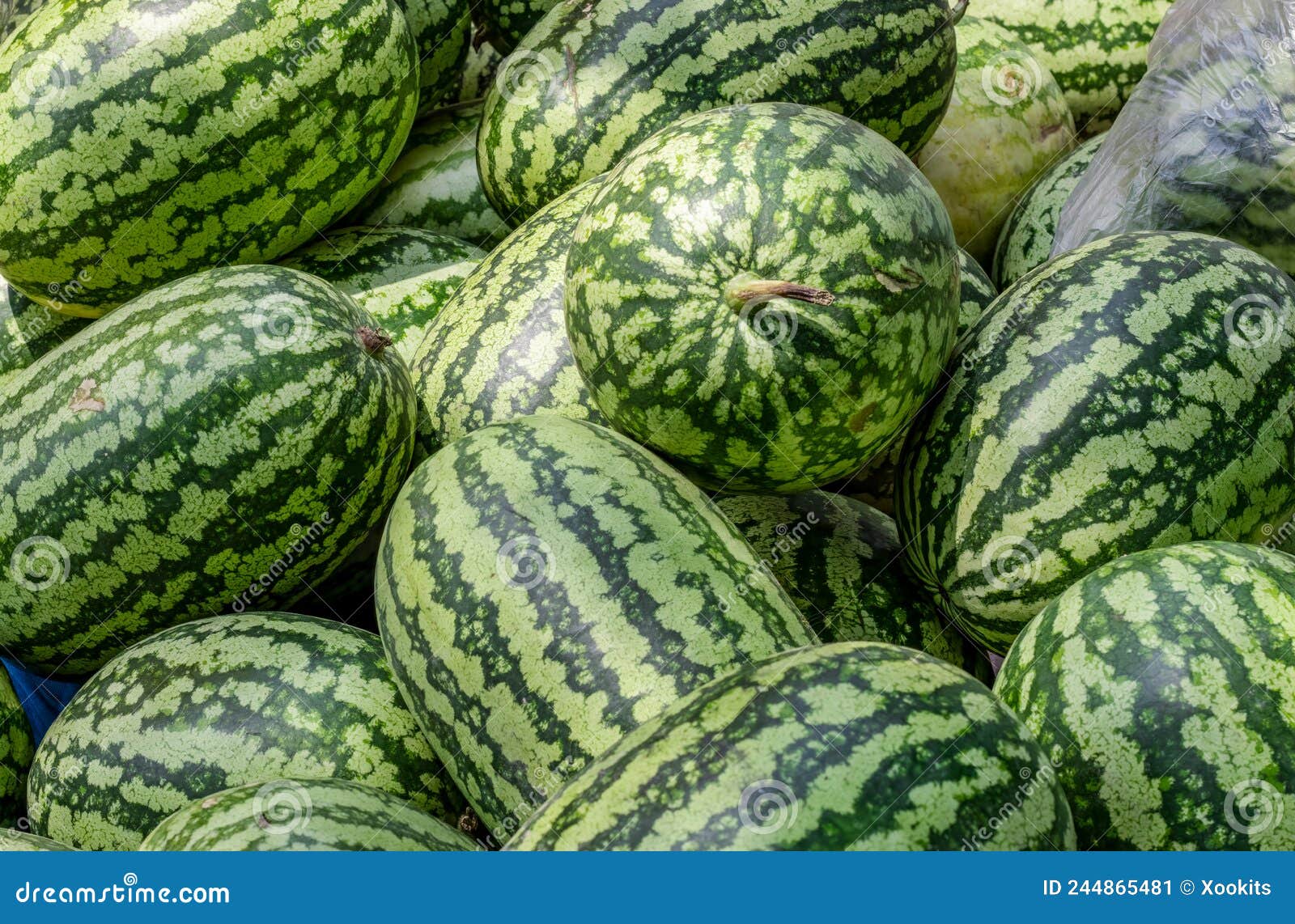 Close Up Shot of a Pile of Watermelons Inside of a Fruit Shop Stock ...