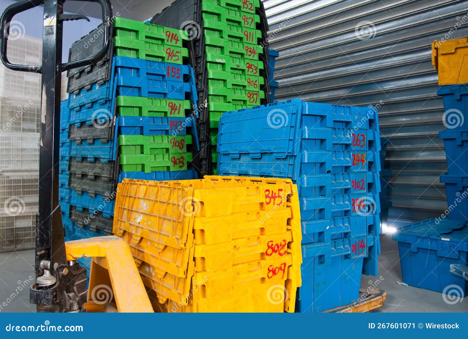 Close-up Shot of Plastic Containers in a Warehouse Stock Image - Image ...