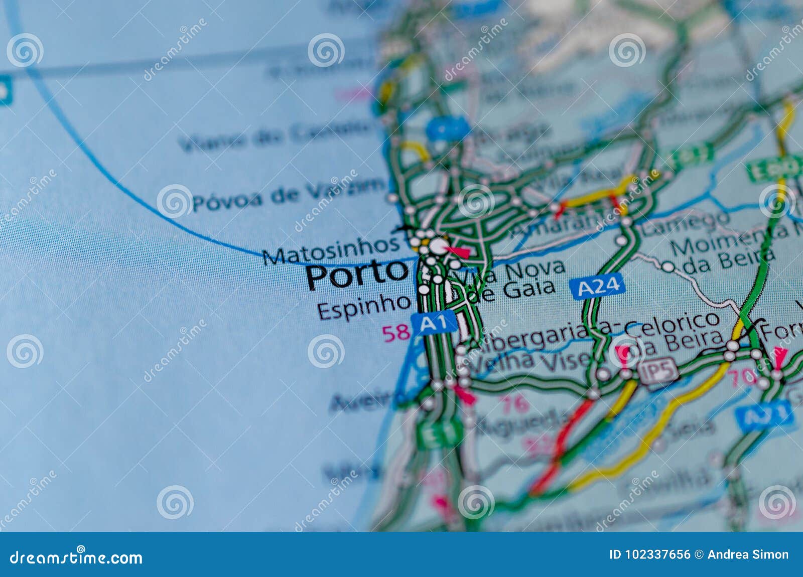 Porto on map stock photo. Image of porto, atlas, harbor - 102337656
