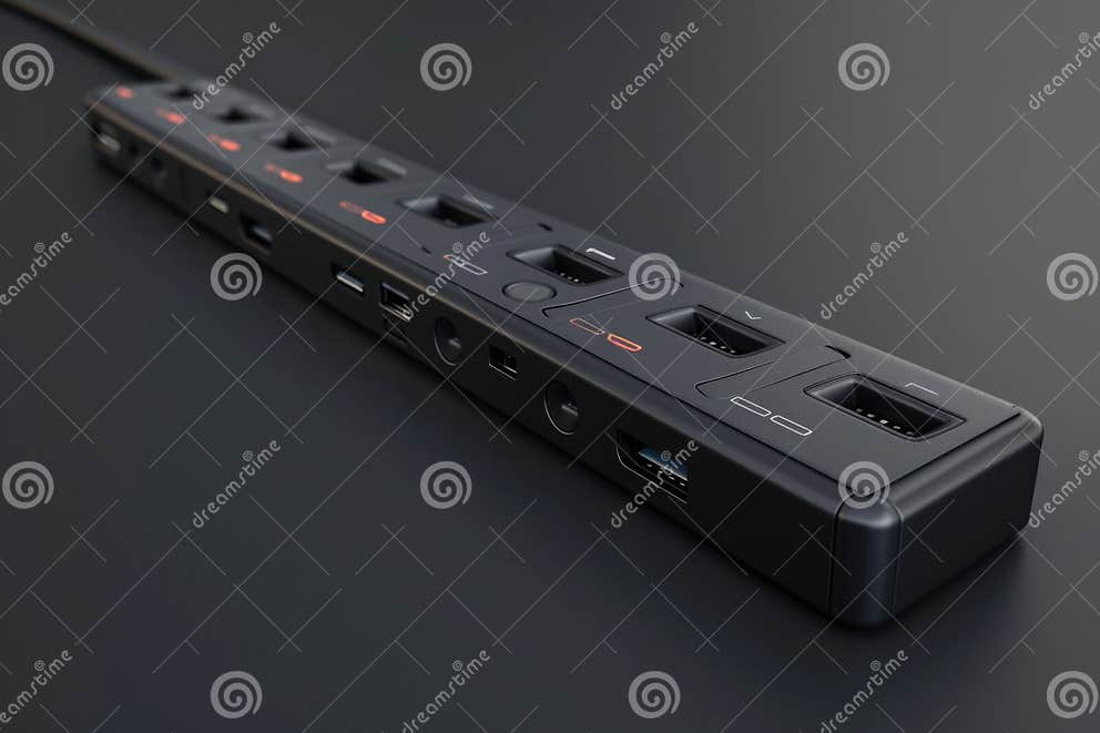 Close Up Shot of a Power Strip on a Table, Ideal for Use in Technology ...