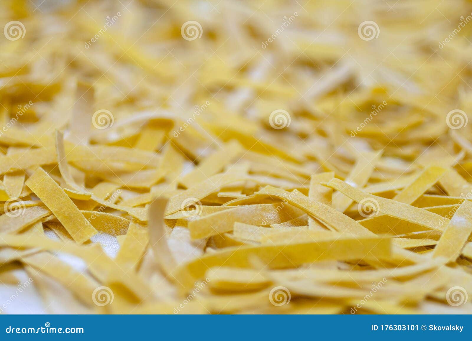 Close Up Shot Raw Pasta Strips Stock Image - Image of wooden, cookery ...