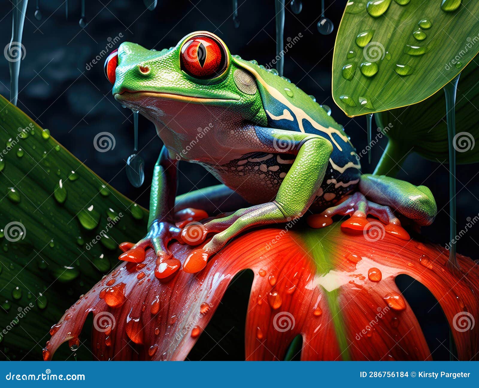 Close Up Shot of a Red-eyed Tree Frog in Amazon Rain Forest Stock ...