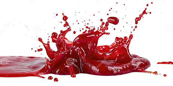 A Close-up Shot of a Red Liquid Splattered on a White Surface Stock ...