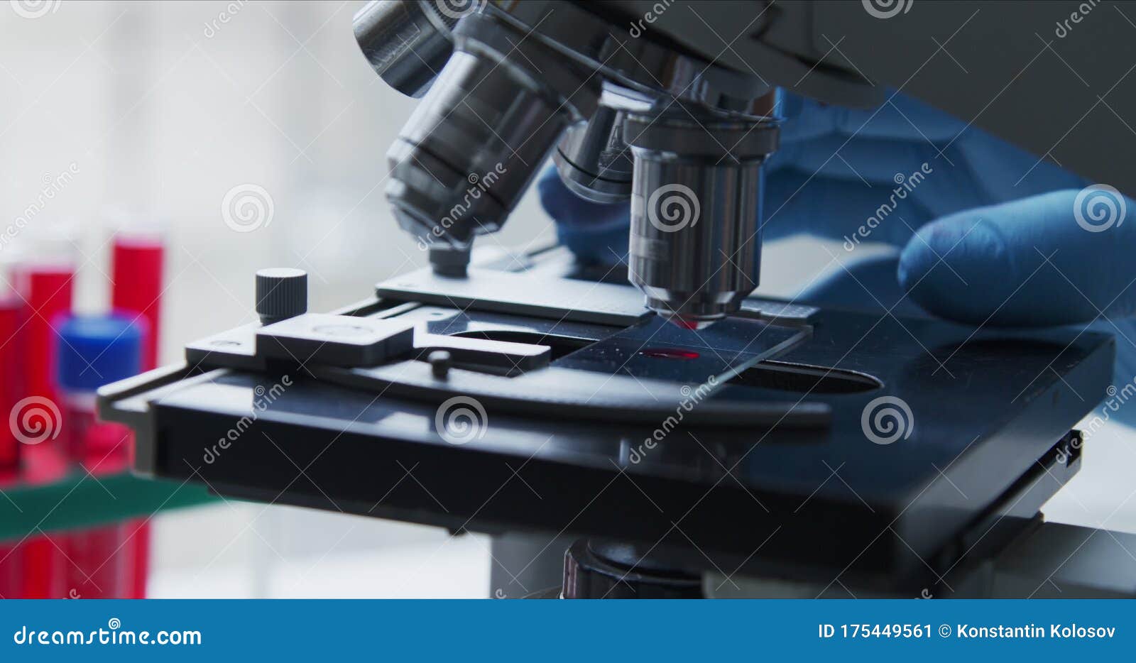 Close-up Shot of Sample Slide and Microscope. Stock Video - Video of ...