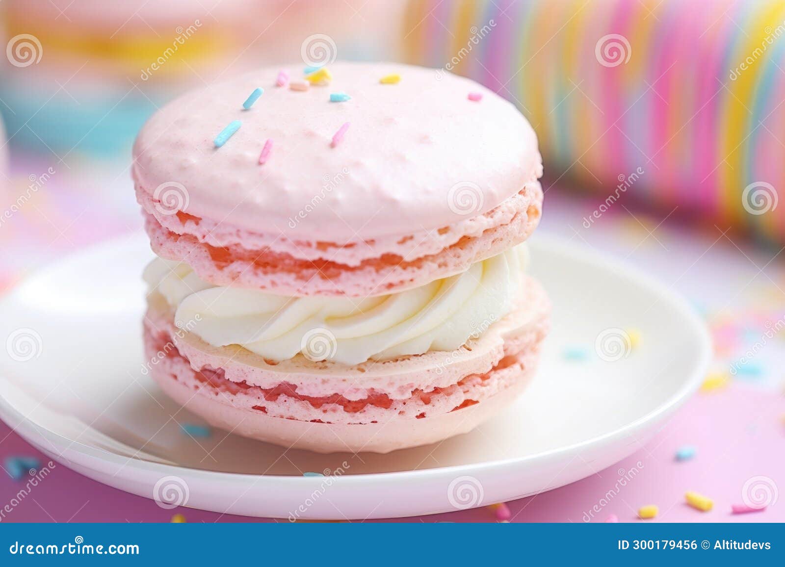 Close-up Shot of a Single Pastel-colored Macaron with Bite Marks Stock ...