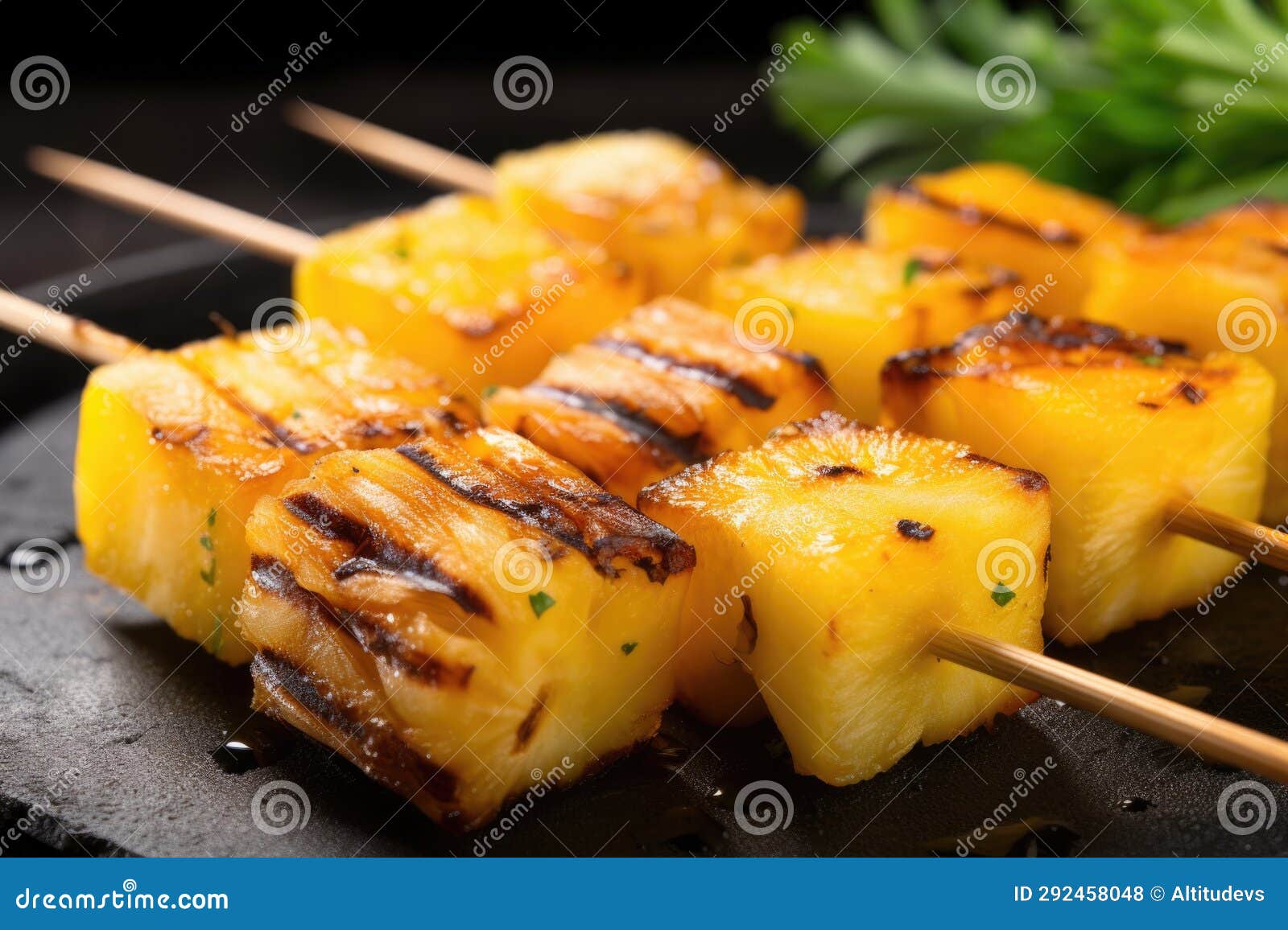 Close-up Shot of Skewers Showing Texture of Pineapple Chunks Stock ...