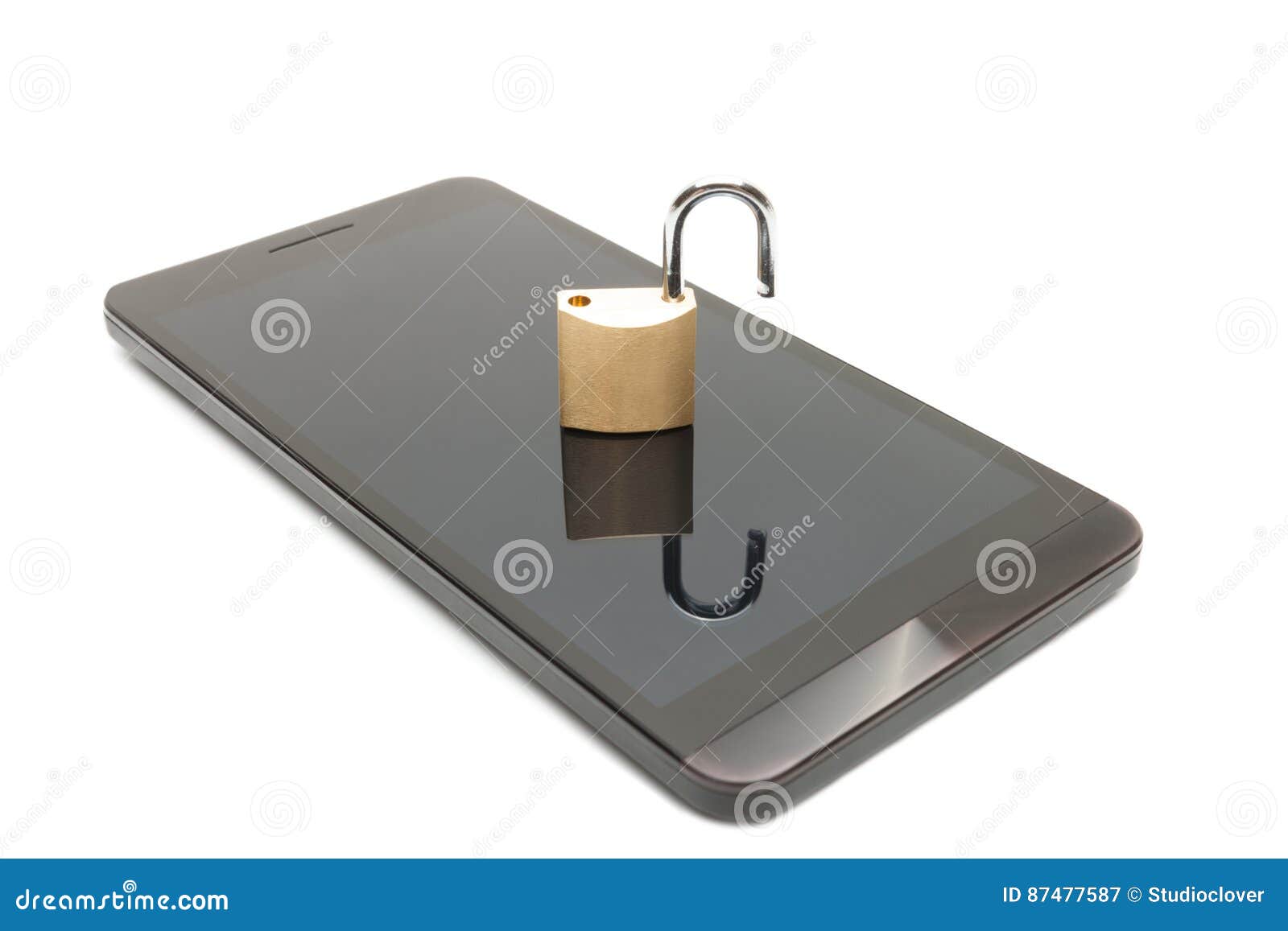 Close Up Shot of a Smartphone with a Small Lock in Unlocked Position ...