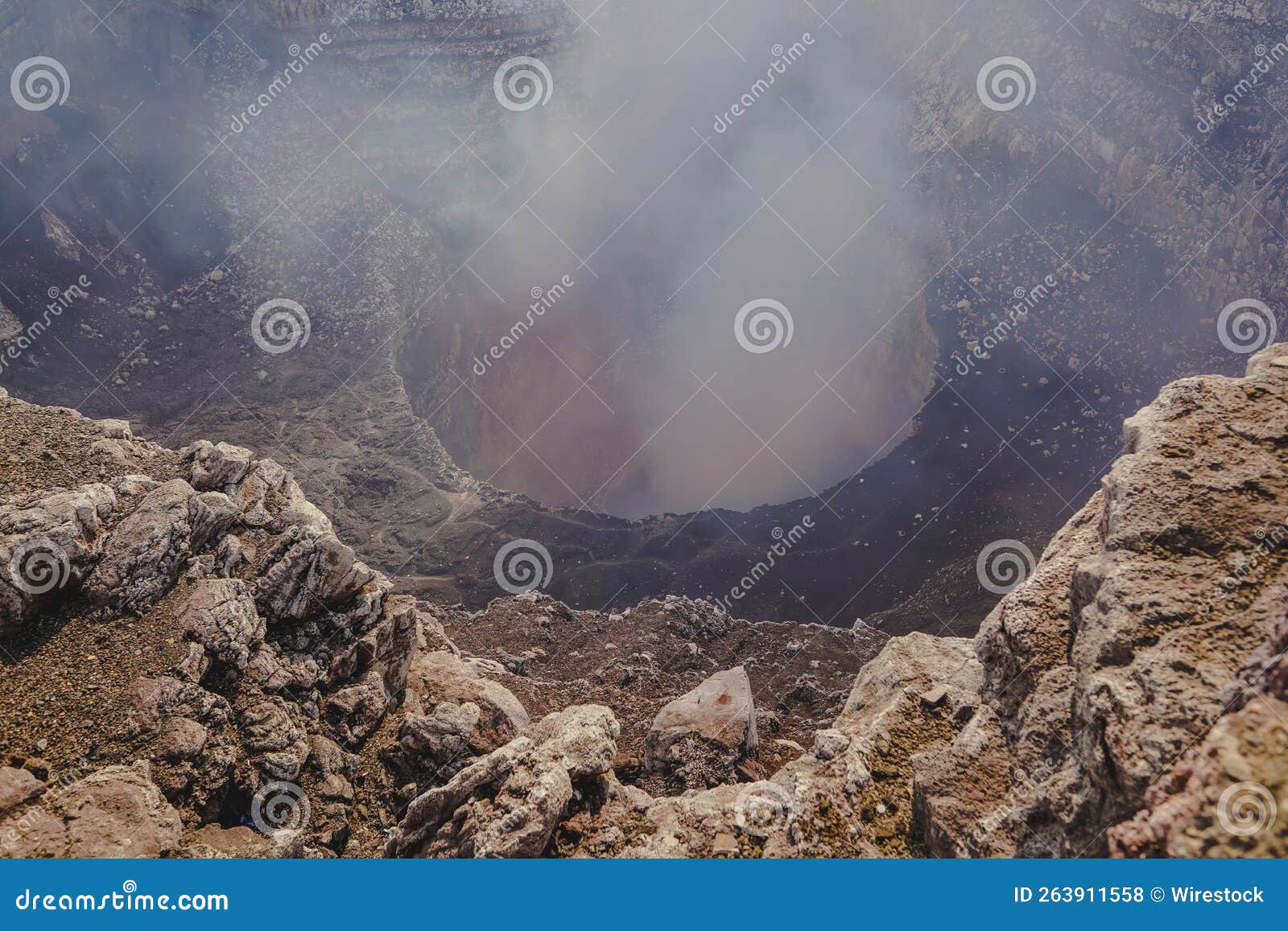 Close-up Shot of the Smoking Volcano Crater Stock Photo - Image of view ...