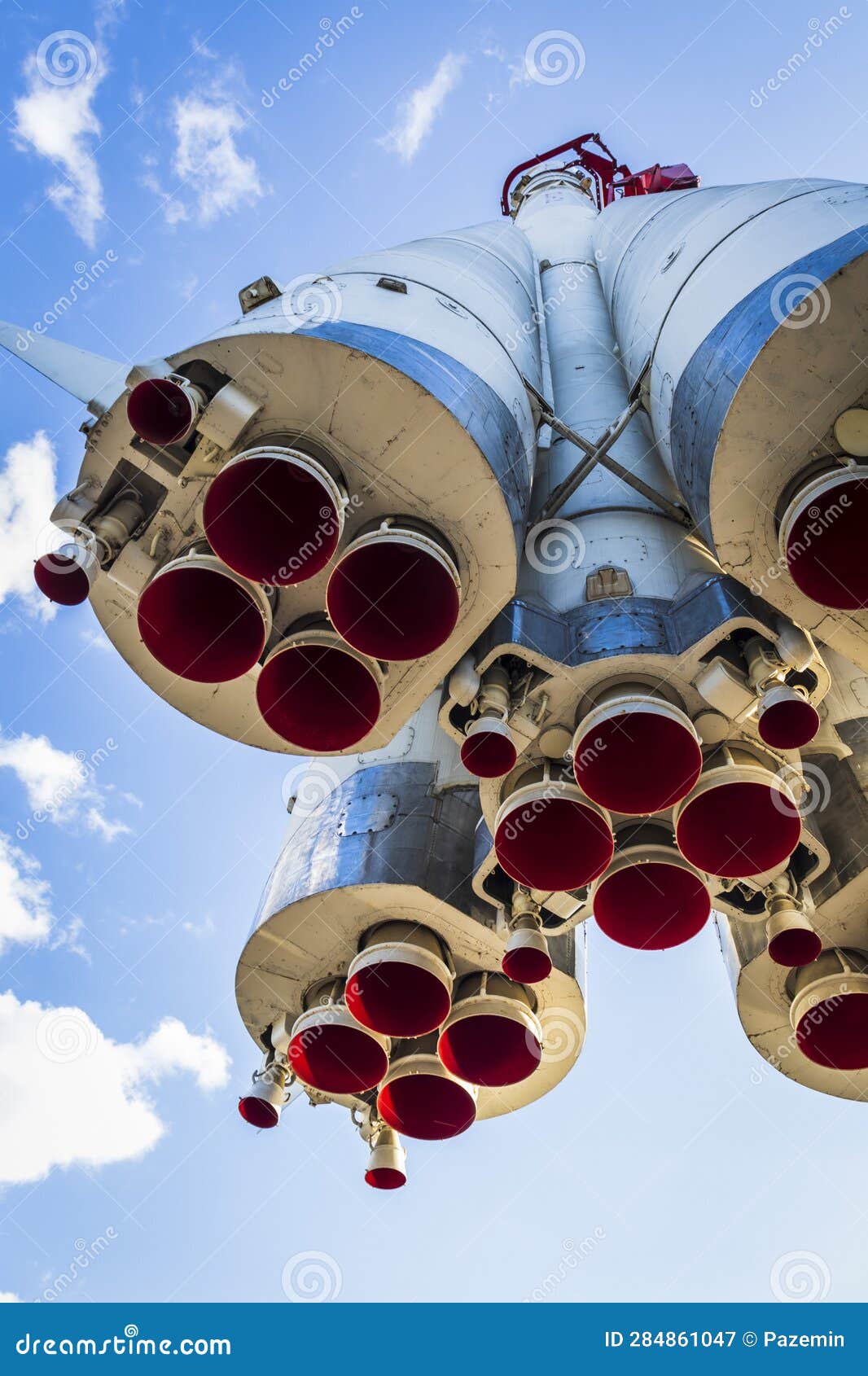 Close Up Shot of the Space Rocket Engine Nozzles. Astronautics ...