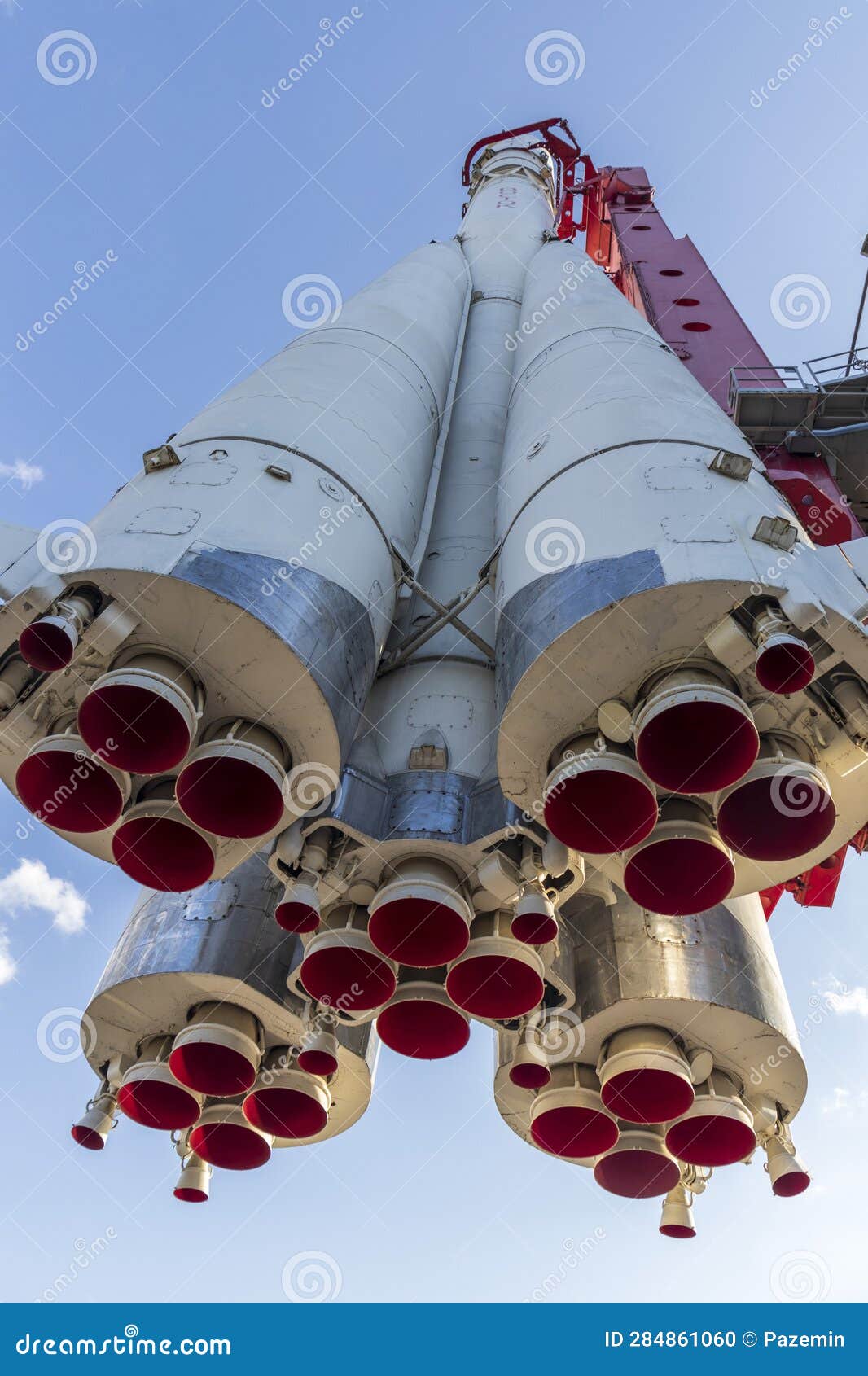 Close Up Shot of the Space Rocket Engine Nozzles. Astronautics ...