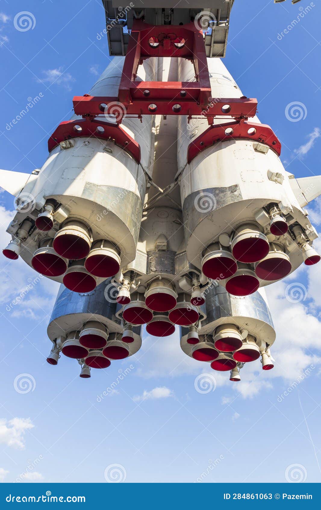 Close Up Shot of the Space Rocket Engine Nozzles. Astronautics ...