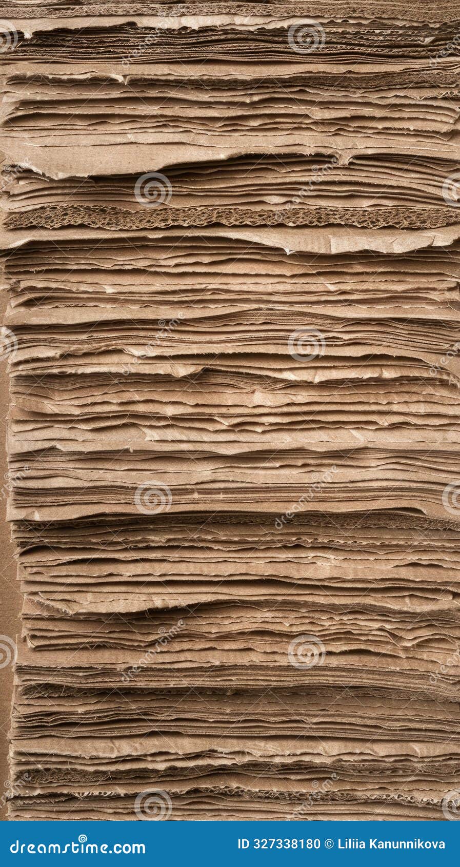 A Close-up Shot of a Stack of Brown Corrugated Cardboard Sheets. the ...