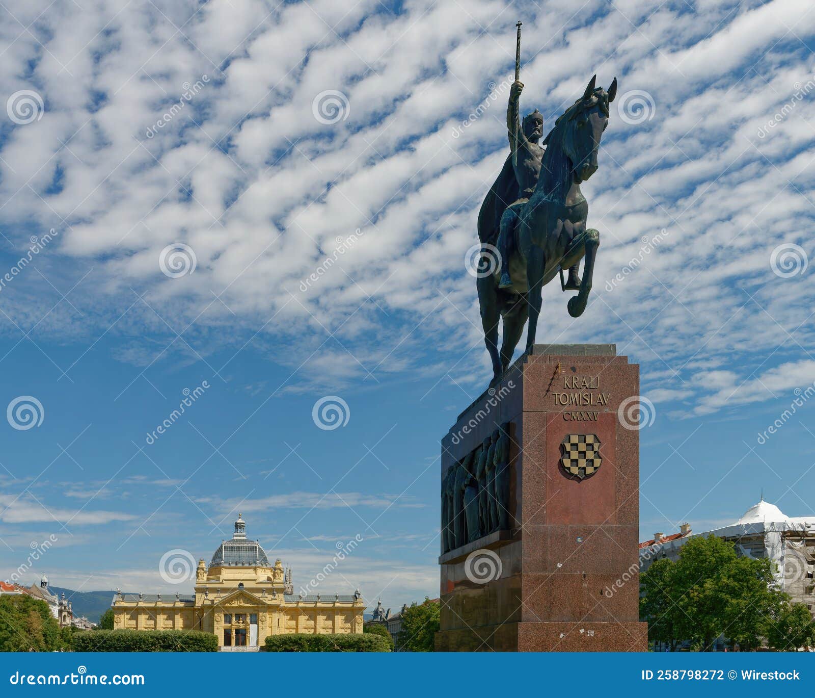 Close-up Shot of the Statue of King Tomislav in King Tomislav Square ...