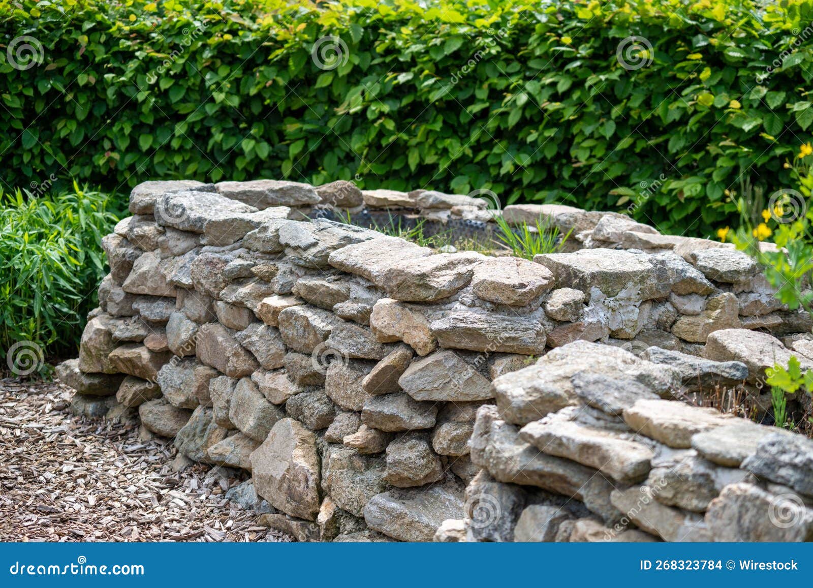 Close-up Of A Retaining Wall Made Of Stones. A Wall Called A Gabion ...