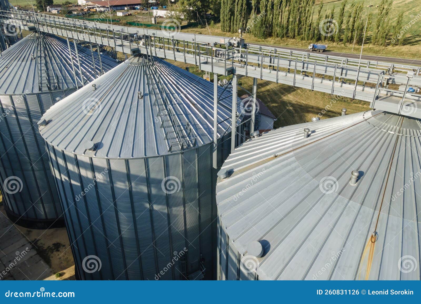 Close-up Shot of Tanks for Processing and Storage of Soybean and Wheat ...