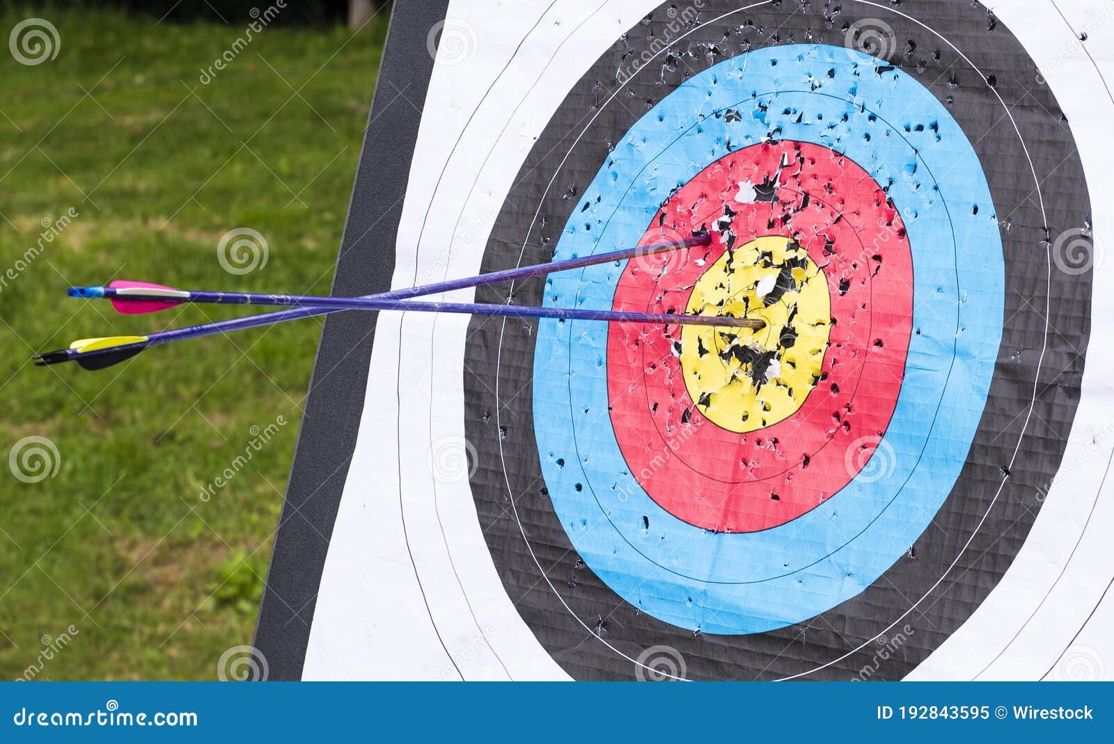 Close Up Shot of a Target and Arrows Stock Image - Image of ball ...