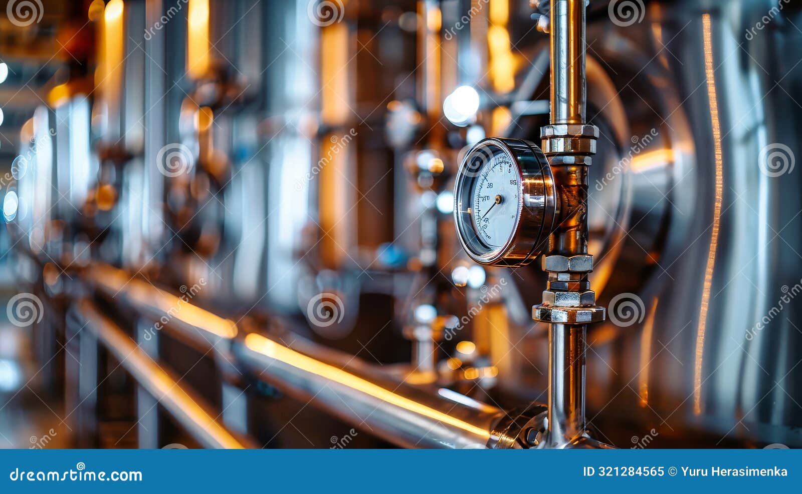 A Close-up Shot of a Temperature Sensor Mounted on a Pipe in an ...