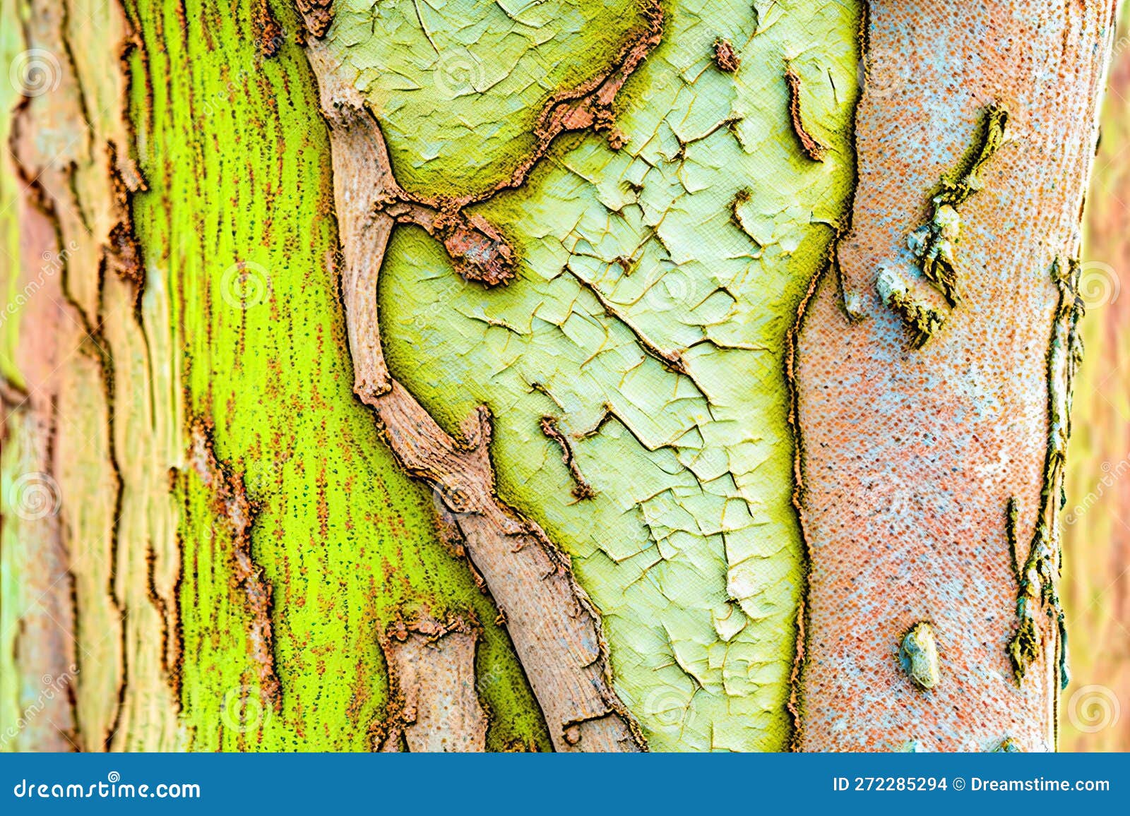 Close-up Shot of the Texture of a Tree Bark with Green Moss and Cracks ...