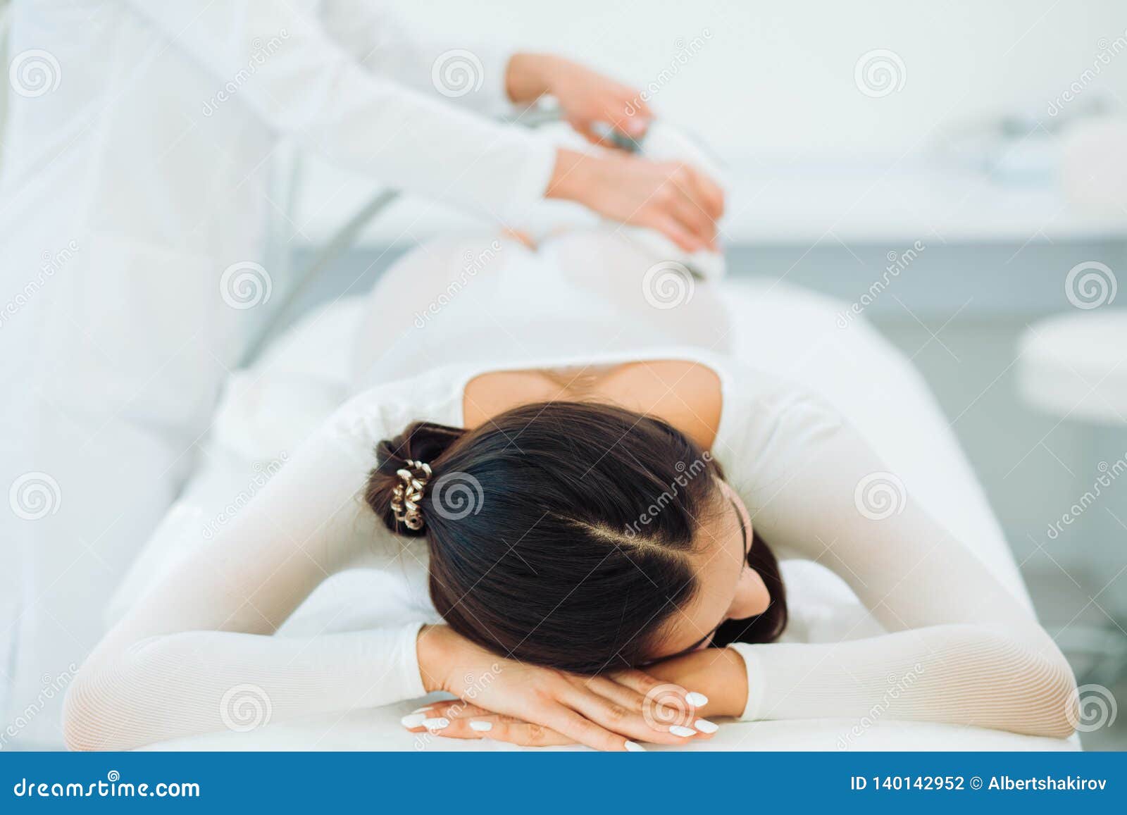 Beautiful Brunette Woman Getting Lpg Massage For Lifting Body In Lpg